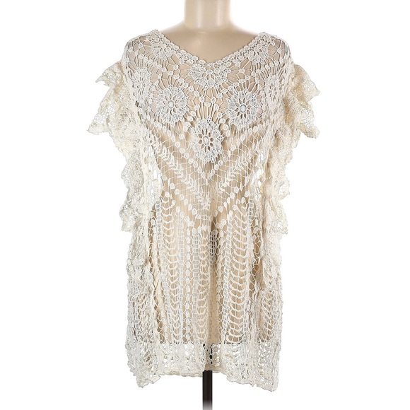 Jaded Gypsy | Tops | Jaded Gypsy Lacey Layers Crochet Cream Coastal ...
